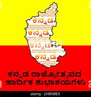 Kannada Rajyotsava greetings with Karnataka flag colour containing ...