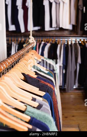 Different assortment of colorful clothing in the modern boutique Stock ...