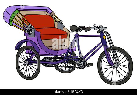 Hand drawing of a classic bangladeshi cycle rickshaw Stock Photo - Alamy
