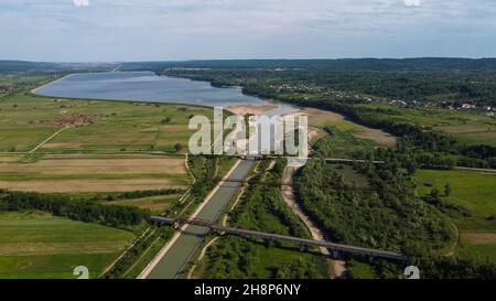 Aerial view of the beautiful Valcelele lake in Romania Stock Photo - Alamy