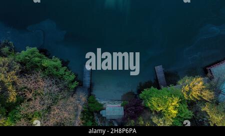 Aerial view of the beautiful Valcelele lake in Romania Stock Photo - Alamy