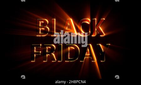 bright lighting text for black friday, isolated - object 3D rendering ...