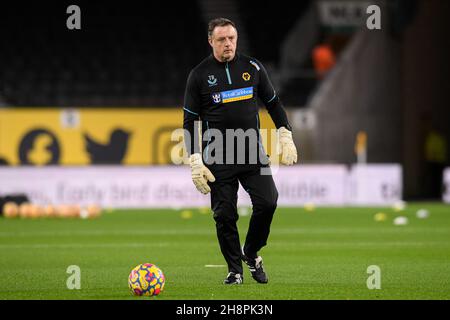 Tony Roberts goalkeeper coach at Wolverhampton Wanderers leads the warm ...
