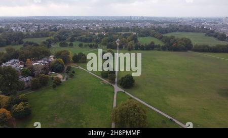 Clapham Common London skyline in background UK aerial image Stock Photo ...