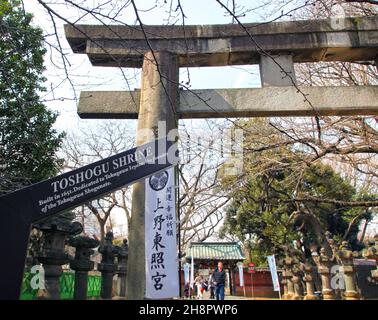 Japanese stone Torii Gate at Toshogu Shinto Shrine in Nikko, Japan ...
