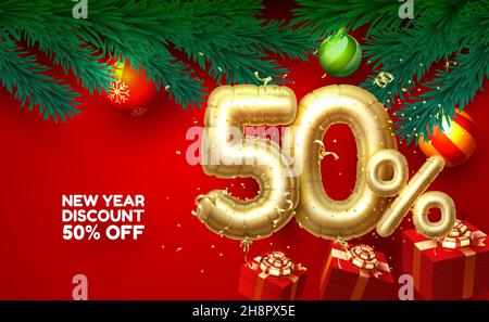 Sale 50 off ballon number on the Night Sky background. Vector ...