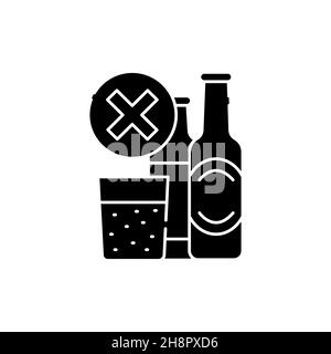Forbidden alcohol drinks line color icon. Beverage intolerance. Non ...