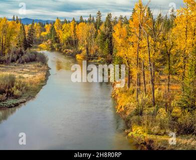 fall colors along the blackfoot river near bonner, montana Stock Photo ...