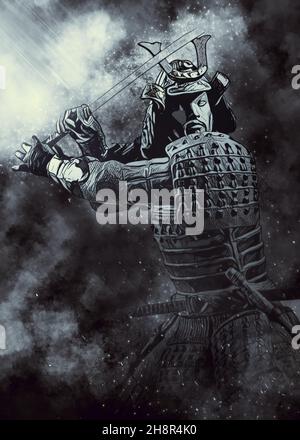 The Samurai Warrior Digital Illustration Artwork Stock Photo - Alamy