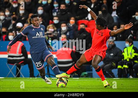 Nuno Mendes during the Ligue 1 football (soccer) match Paris Saint ...