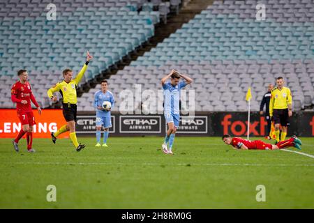 Melbourne City forward Craig Noone (11) reacts to being sent off Stock ...
