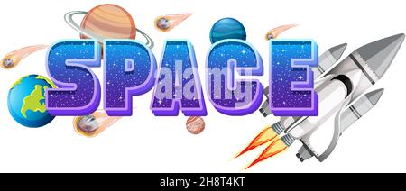 Space word logo design with spaceship illustration Stock Vector Image ...