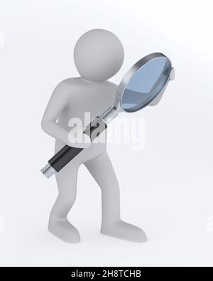 3d man with magnifier Stock Photo - Alamy