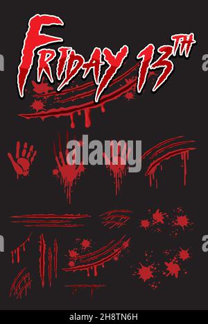 Serial killer text design with bloody handprint illustration Stock ...