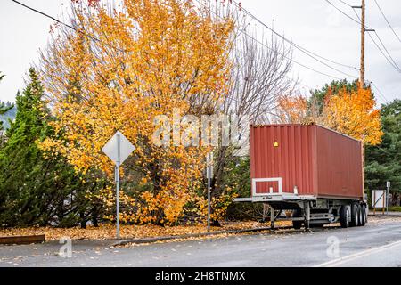 Truck without container on highway, cargo transportation concept ...