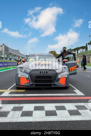 Racing car Audi RS3 front view ln circuit box. Vallelunga racing ...