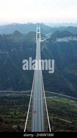 Aerial photo shows the Aizhai Bridge in Jishou City, south China's ...