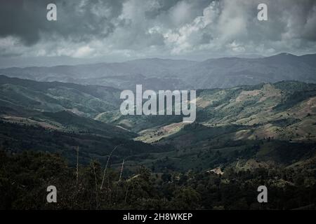 Sunset in the mountain, Doi Chang in Chiang rai, Thailand Stock Photo ...