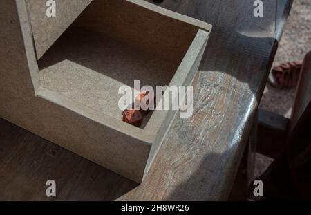 Replica of ancient roman dice tower. Used by gamers to roll dice fairly ...