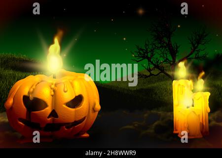 3d rendering of Halloween pumpkin side view minimal Halloween ...