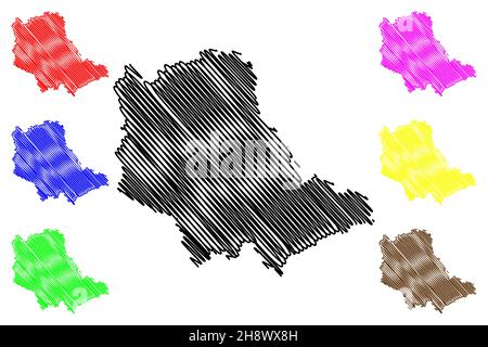 Hardoi district (Uttar Pradesh State, Republic of India) map vector ...