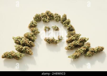 Happy face made with marijuana buds, top view. Smiley face. Cannabis ...