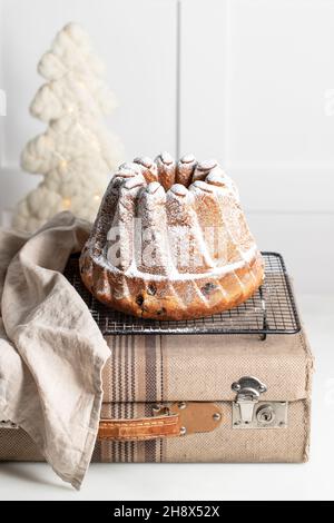 Traditional homemade christmas cake holiday dessert with cranberry and ...