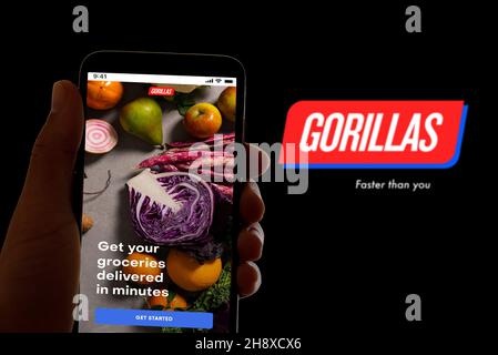 Gorillas app for food delivery Stock Photo - Alamy