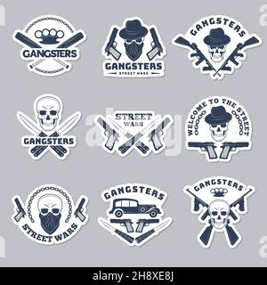 Bandits labels. Mafia stylized monochrome badges hooligans recent ...