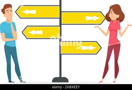 Diverse confused people doubt, think. Vector flat illustration of ...