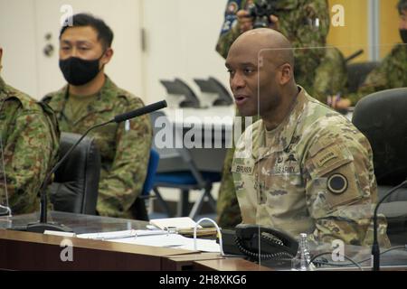 U.S. Army Lt. Gen. Xavier Brunson, I Corps commanding general, and ...