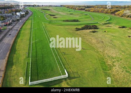 Aerial view of Musselburgh Old Golf Course and Musselburgh Racecourse ...