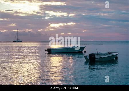 Sunset off Pereybere on the Northern tip of Mauritius Stock Photo - Alamy