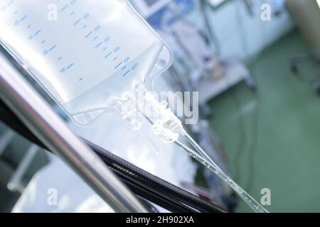 In the hospital: IV pole, infusion and fluids bags, cardiovascular ...