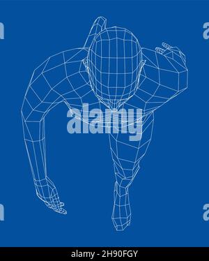 Wireframe walking man. 3d illustration Stock Photo - Alamy