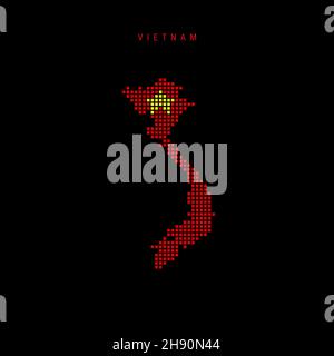 Square dots pattern map of Vietnam. Vietnamese dotted pixel map with ...