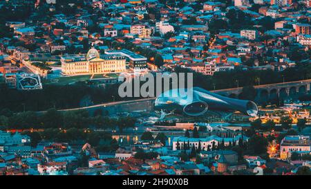 Aerial view the new presidential palace complex in the center of Grozny ...