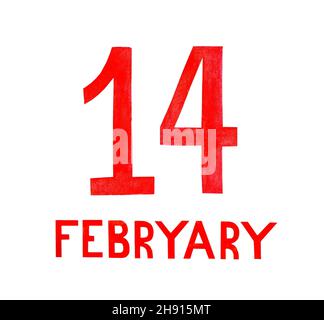 Valentine's Day on February fourteenth calendar highlighted square. Big ...