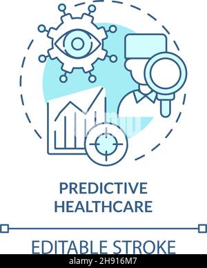 Predictive modeling turquoise concept icon. Analyze datasets of patient ...