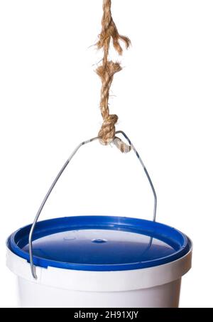 Hand hanged on damaged rope Stock Photo - Alamy