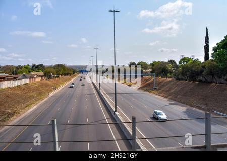 The N1 highway in Pretoria seen from a bridge connecting Johannesburg ...