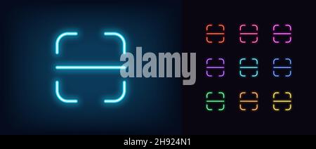 Barcode and QR code scanner neon light icon. Wifi barcodes handheld ...