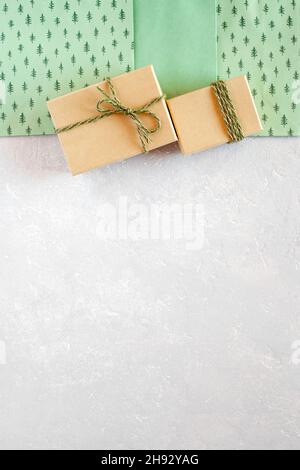 Christmas gift boxes with craft decor. With copy space Stock Photo - Alamy