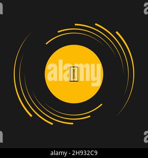Yellow curved speed lines in abstract circle form. Gray background ...