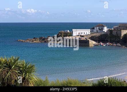 The old Coverack lifeboat station, Coverack harbour, the Paris Inn and ...