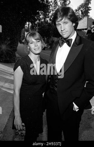 Terry Becker and Robert Hays seen arriving to a party at Jerry Buss ...