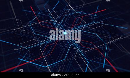Computer diagram of moving networks of Internet. Animation. Centralized ...