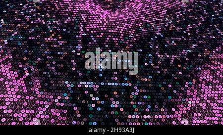 Luminous waves on field. Animation. Beautiful cybernetic field of ...