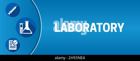 Blue Laboratory Background Illustration Banner with Icons Stock Vector ...