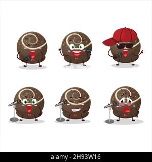A Cute Cartoon design concept of truffle chocolate milk candy singing a ...